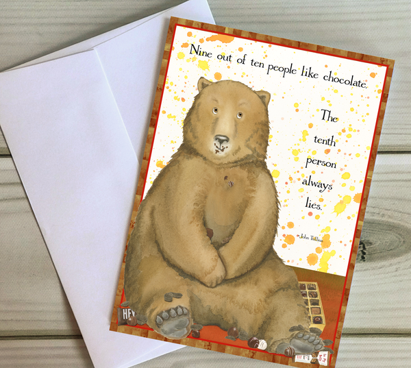 Chocolate Bear Blank Card – Firefly Sky Design